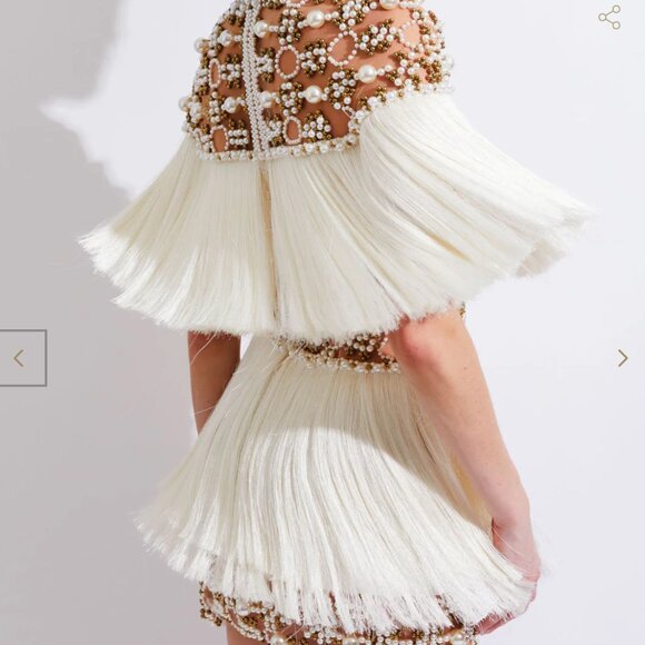 PatBO | Dresses | Patbo Handbeaded Pearl And Fringe Mini Dress | Poshmark